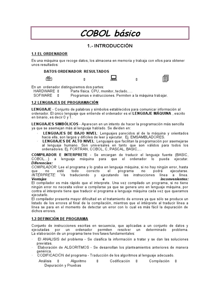 COBOL Básico MANUAL | PDF | Lenguaje de programación | Programación