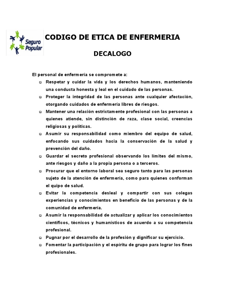 Codigo de Etica de Enfermeria | PDF