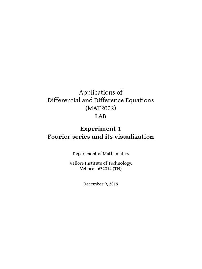 Experiment 1 Fourier Series and Its Visualization | PDF | Fourier ...