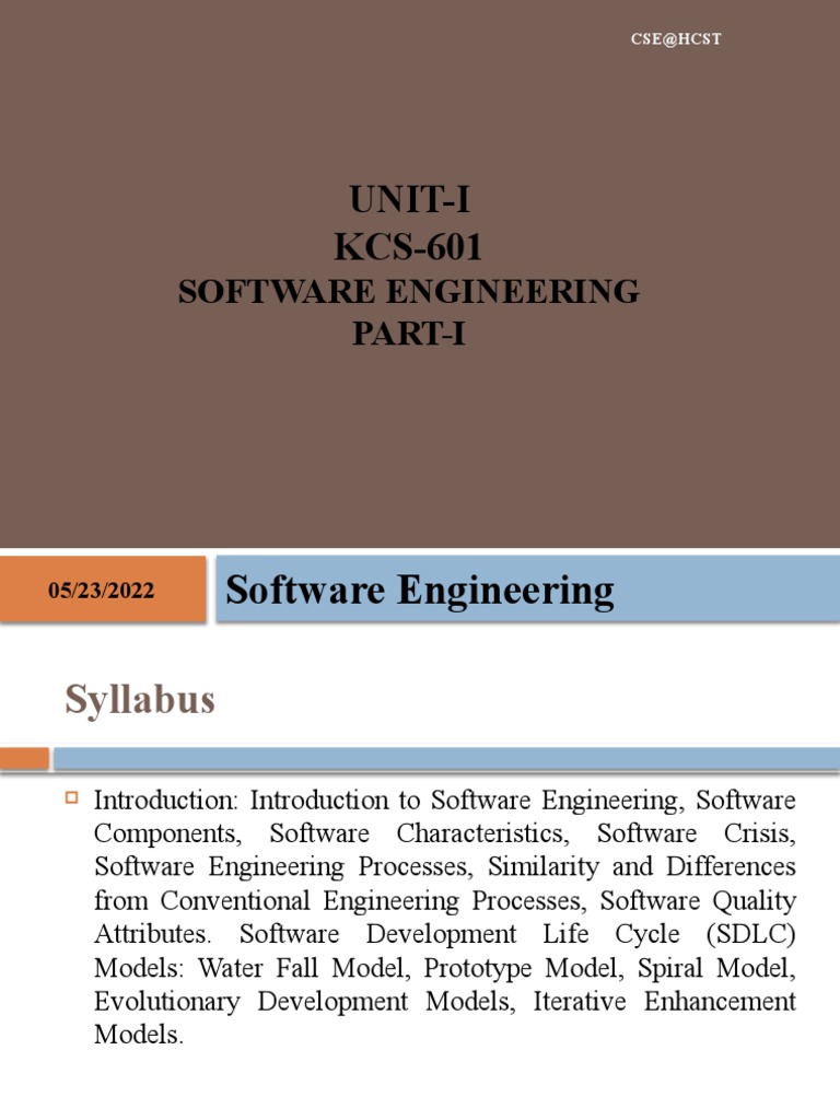 Unit-I KCS-601: Software Engineering | Download Free PDF | Software Development Process | Computing
