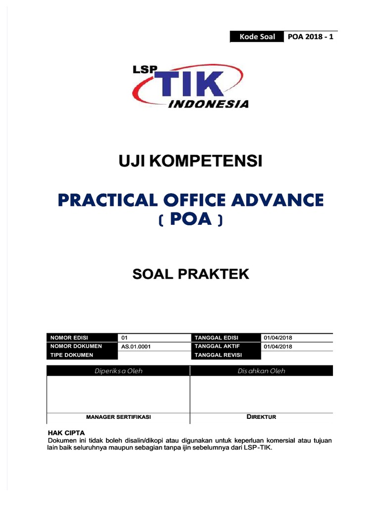 Qdoc - Tips - Buku Soal Practical Office Advance 2018 1pdf | PDF