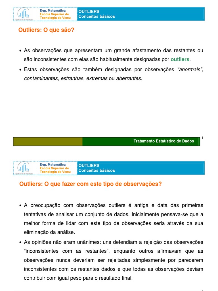 Outliers | PDF | Ponto fora da curva | Distribuição de probabilidade