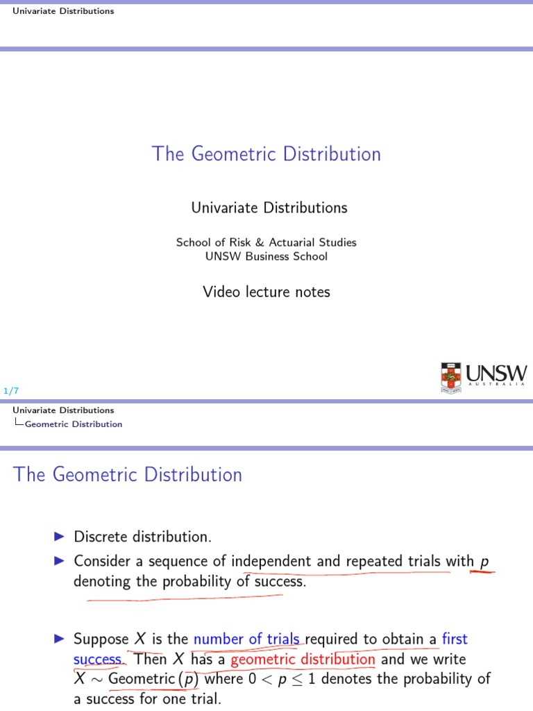 The Geometric Distribution: Univariate Distributions | PDF ...