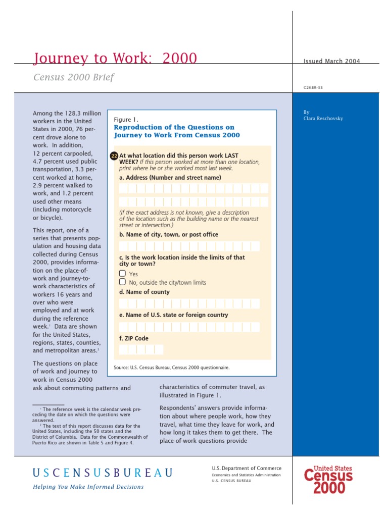 Journey To Work: 2000: Census 2000 Brief | PDF | Race And Ethnicity In ...