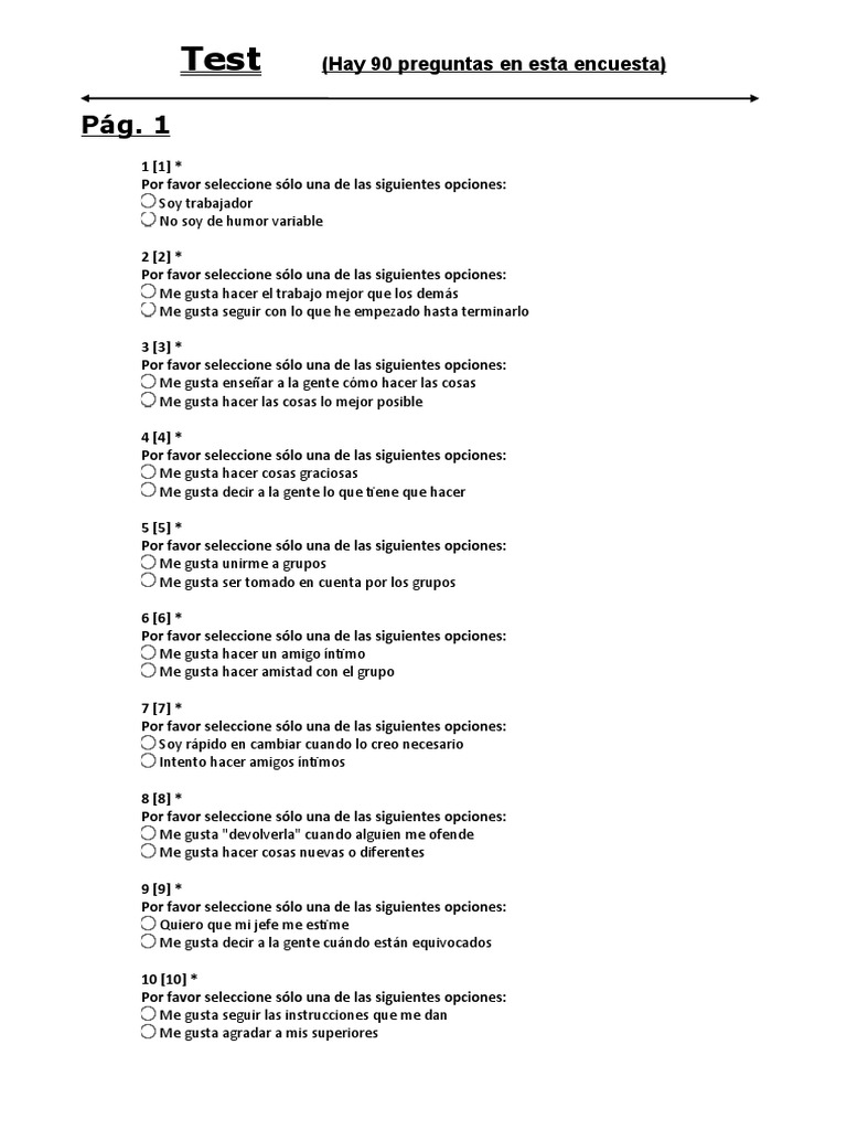 Encuesta PAPI (PA Preference Inventory) | PDF