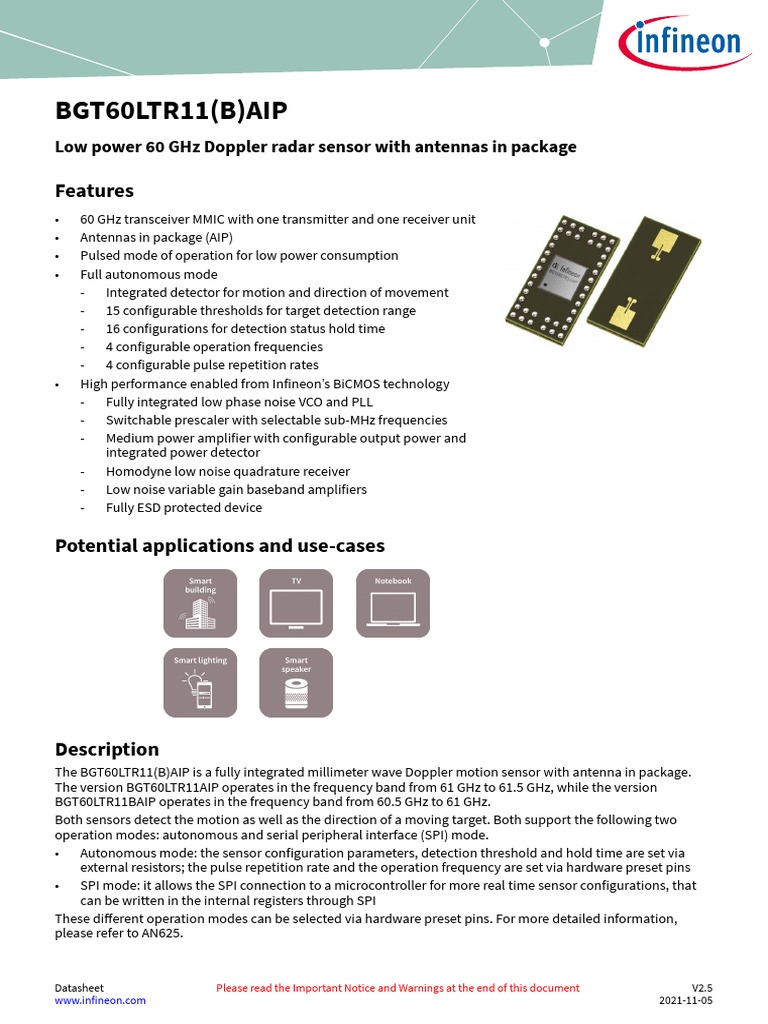 Infineon BGT60LTR11AIP DataSheet v02 - 05 EN | PDF | Electrostatic ...