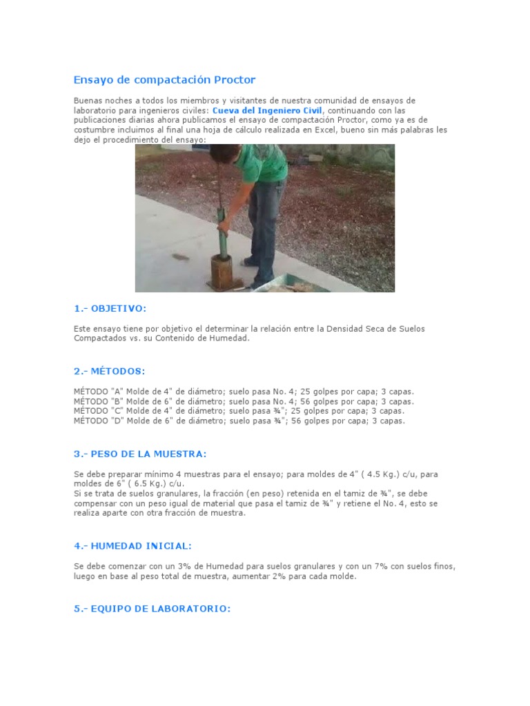 Ensayo de Compactación Proctor 4 | PDF | Densidad
