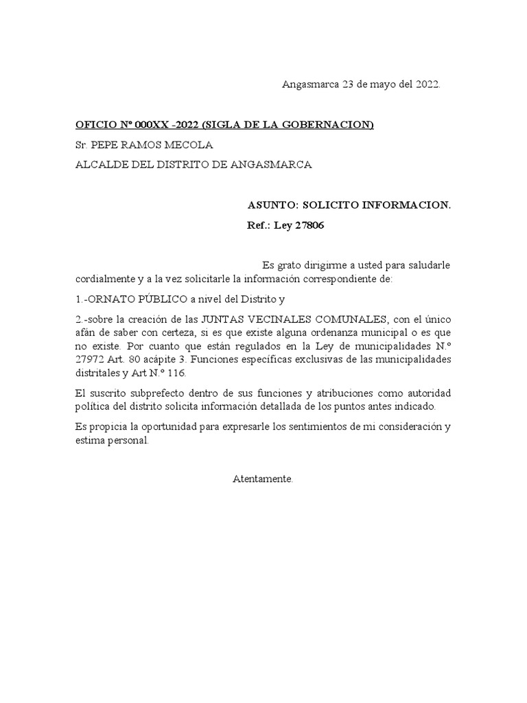 Oficio de Informacion | PDF