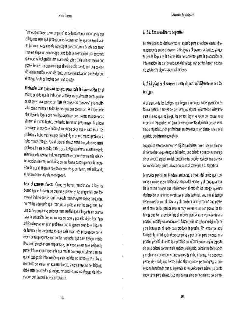 4 Lorenzo, Leticia. Directo y Contra de Peritos | PDF