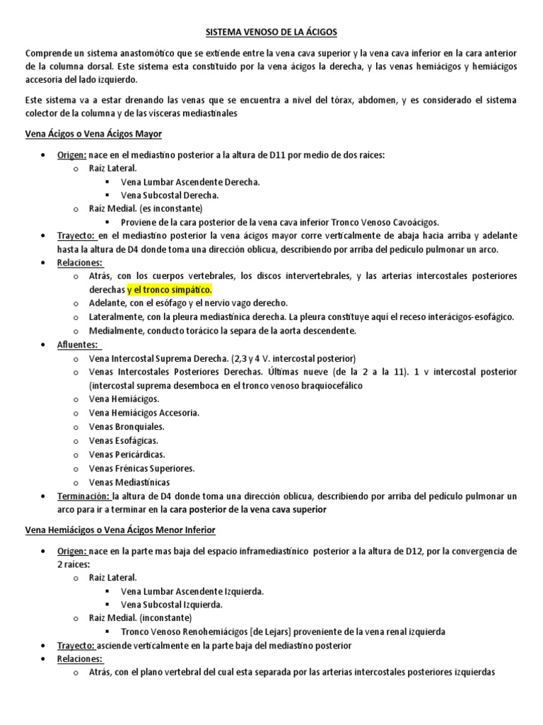 Sistema Venoso de La Ácigos | PDF | Anatomía humana | Sistema ...