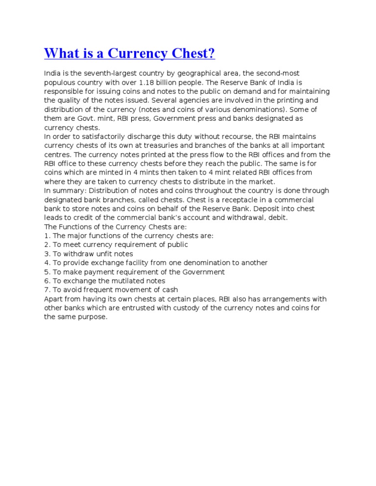 Understanding Currency Chests in India | PDF