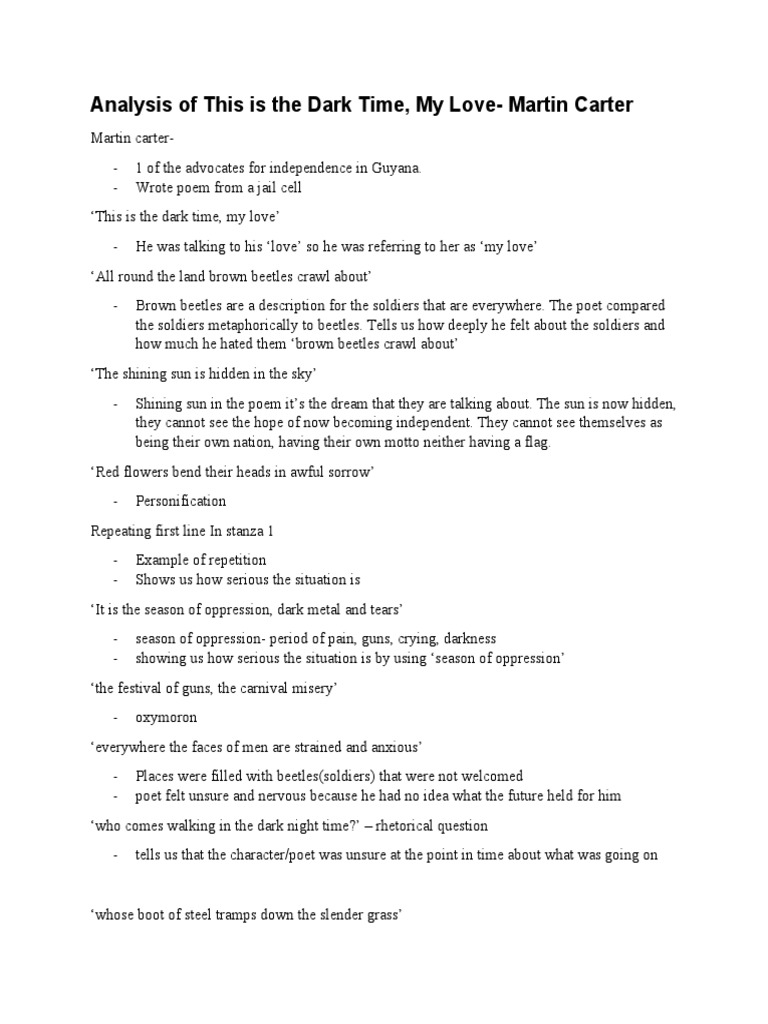 Analysis of "This is the Dark Time" | PDF | Poetry