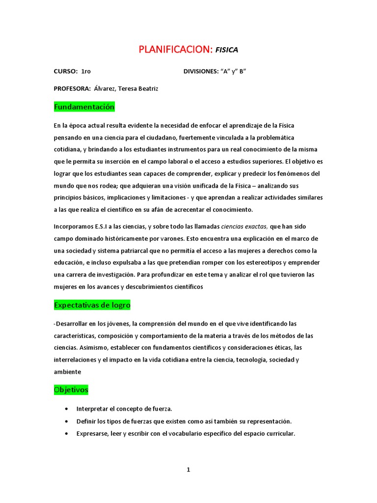 Planif Fisica Con Esi | PDF | Fuerza | Science