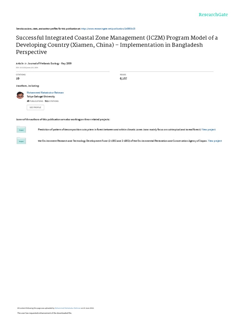 ICZM Success: Xiamen to Bangladesh | PDF | Sustainability | Wetland