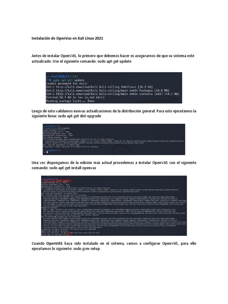 Guia de Instalación de OpenVas en Kali Linux 2021 | PDF | Usuario ...