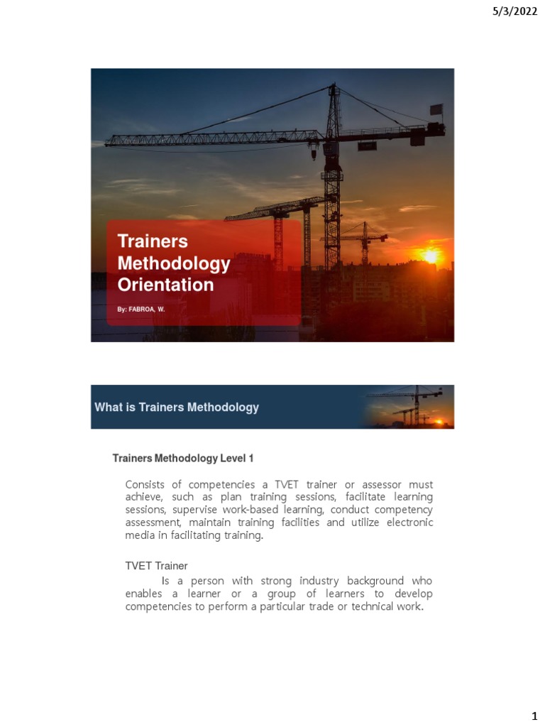 Trainers Methodology Orientation | PDF | Learning | Cognition