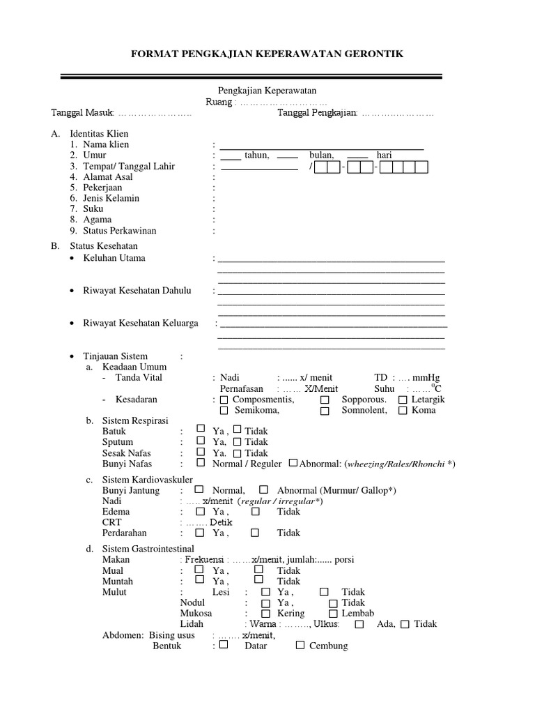Format Pengkajian Gerontik | PDF