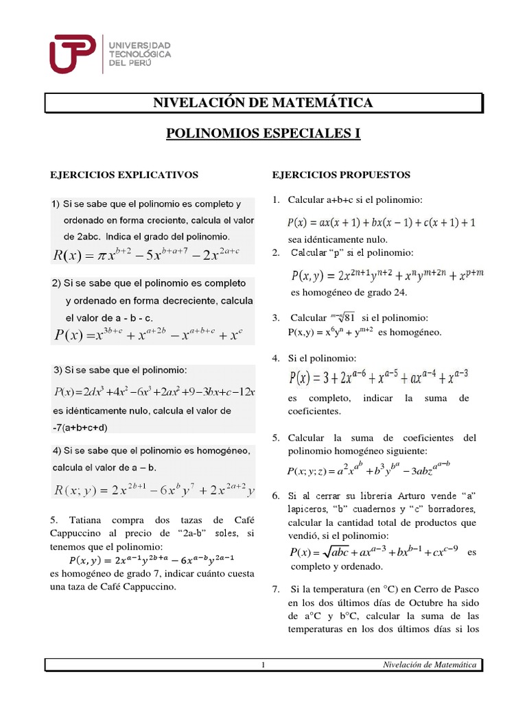 S07.s2 - Resolver Ejercicios Polinomios2 | PDF | Análisis matemático | Álgebra