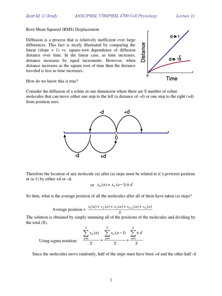 1s. RMS Displacement | PDF | Diffusion | Algebra