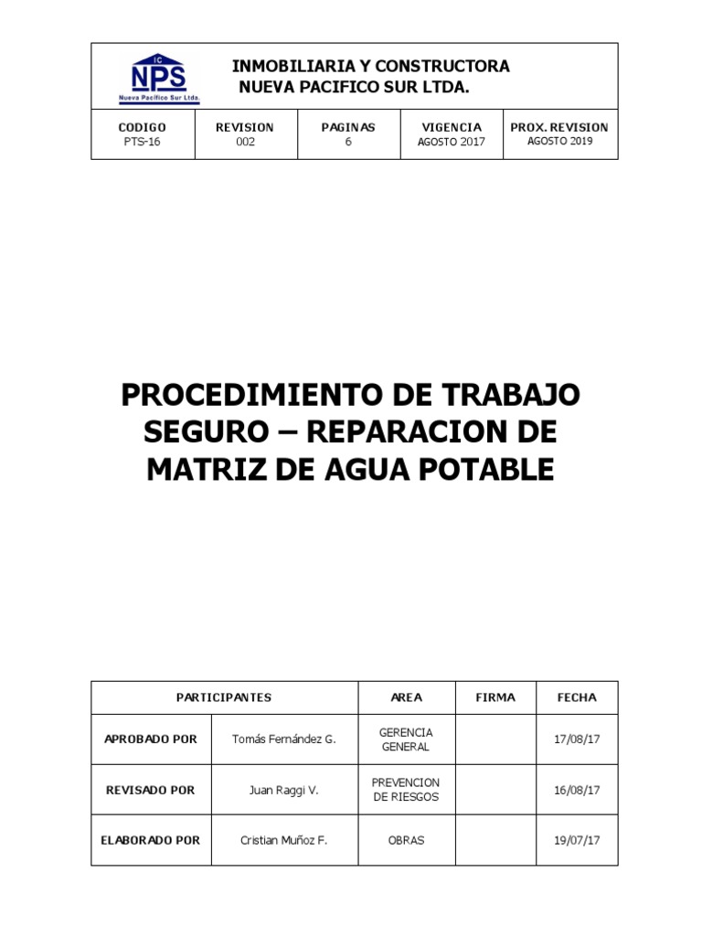 Reparación de Matriz de Agua Potable | PDF | Agua