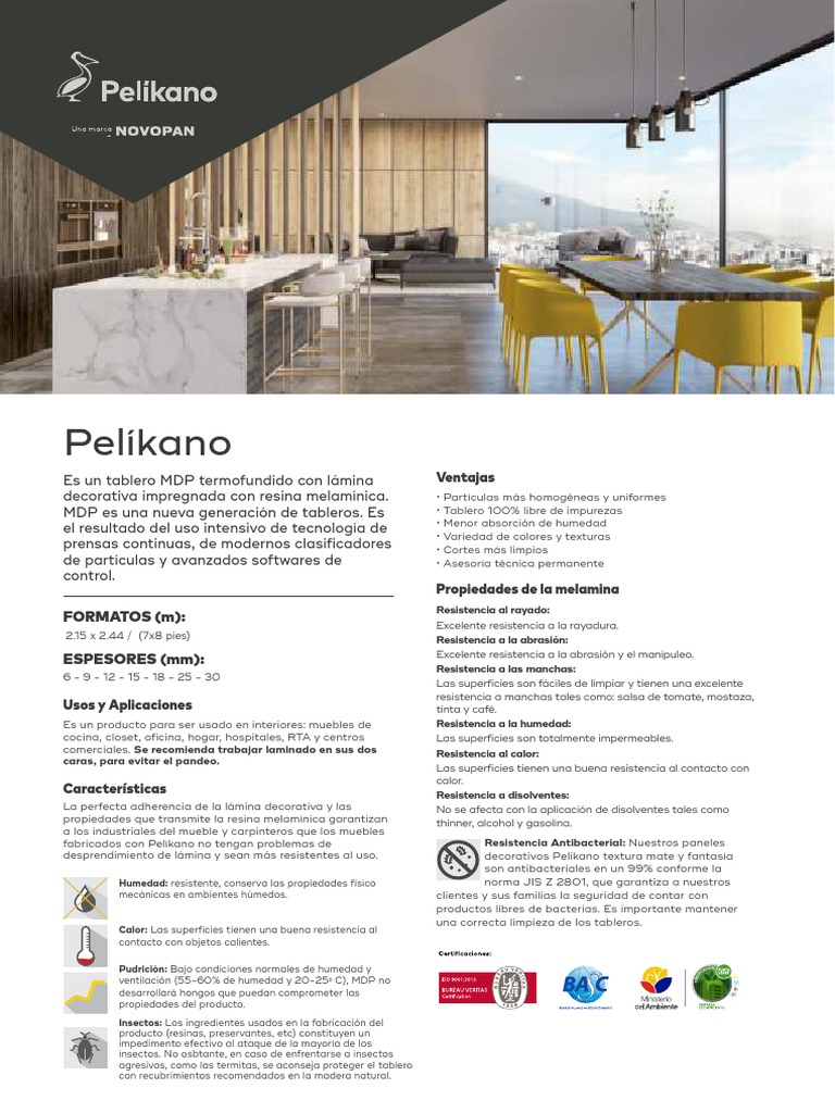 Pelíkano MDP RH | PDF | Madera | Materiales
