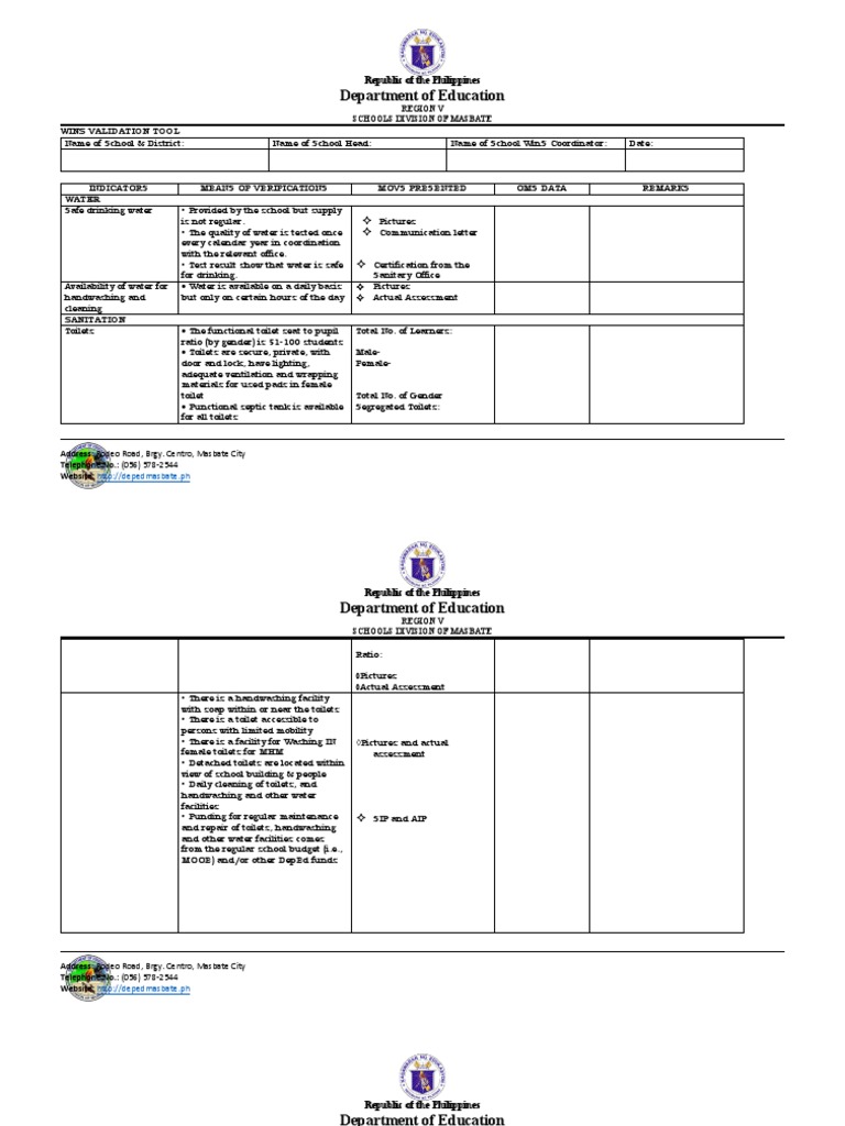 2 Stars Wins Validation Tool | PDF | Hand Washing | Sanitation