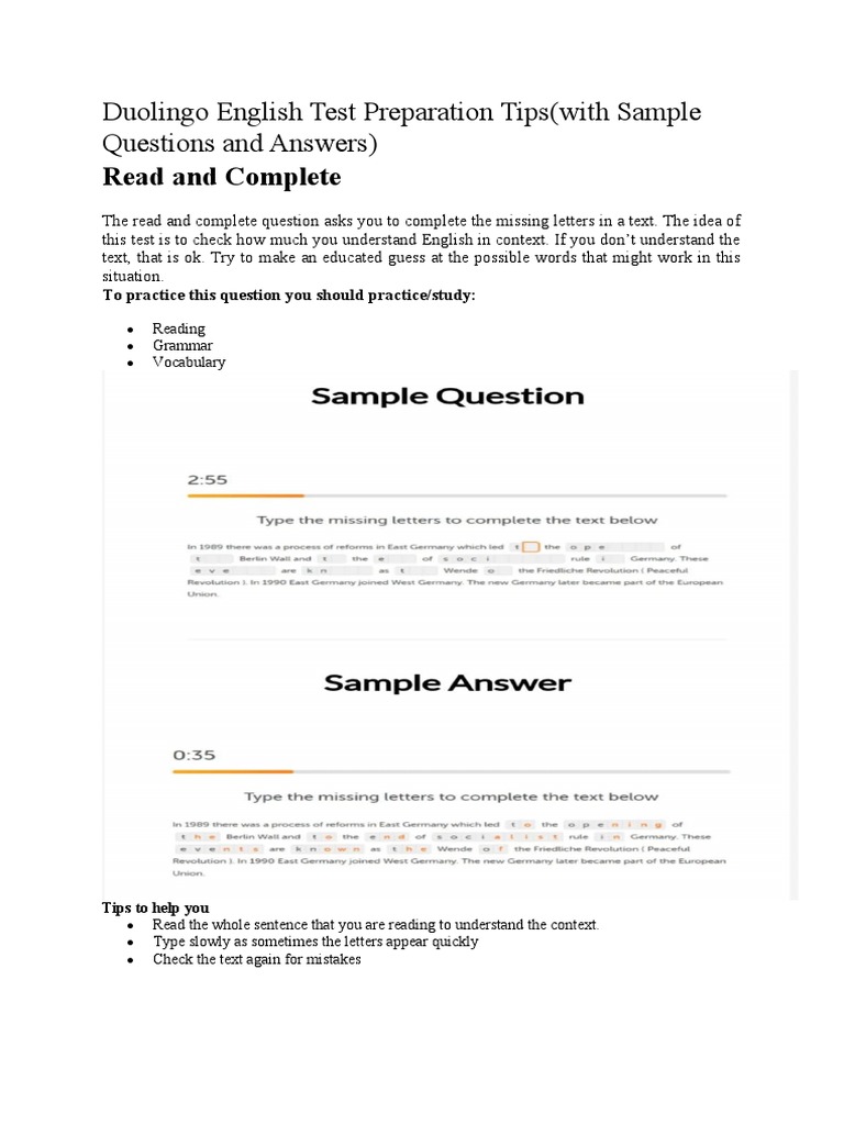 Duolingo English Test Activities | PDF | Vocabulary | Question
