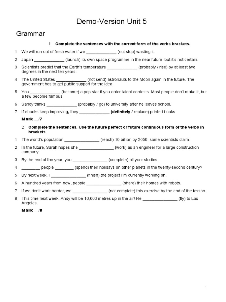 Demo-Version Unit 5: Grammar | PDF