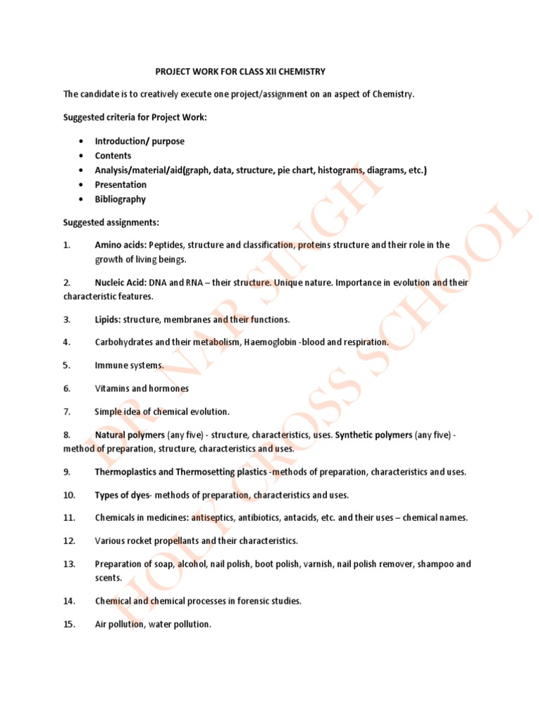 Project Work For Class Xii.. | PDF | Metabolism | Life Sciences