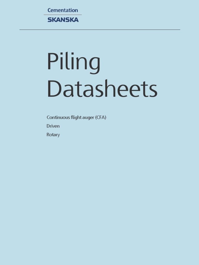 Piling Data Sheets | PDF | Deep Foundation | Drilling Rig