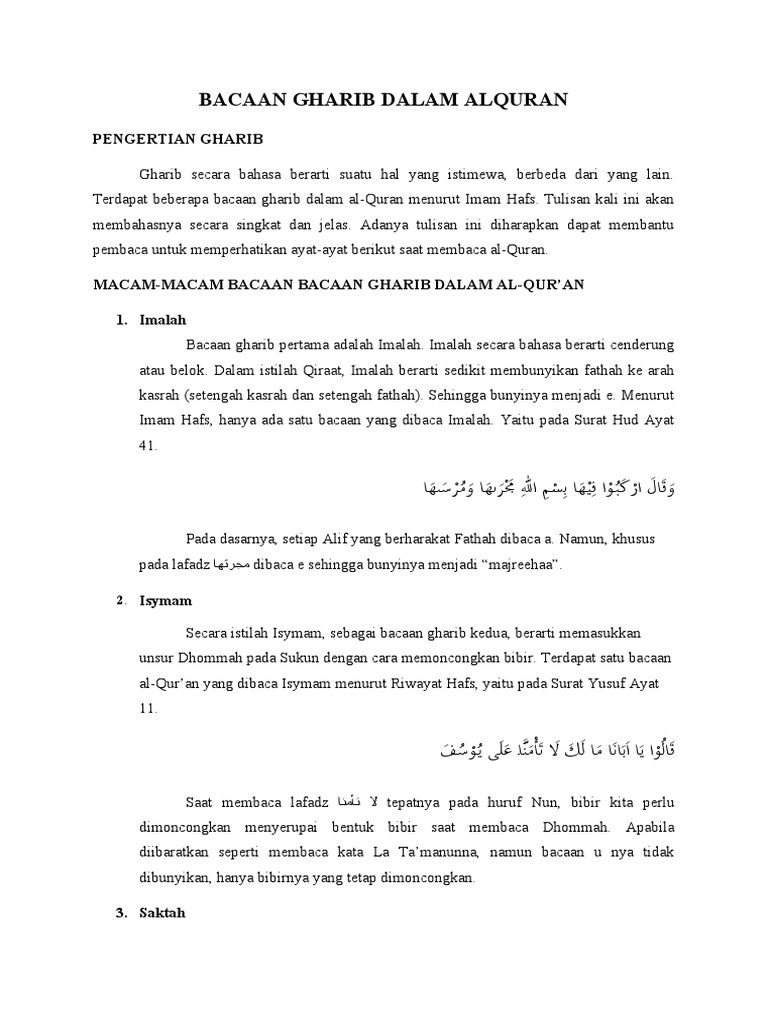 Bacaan Gharib Dalam Alquran | PDF