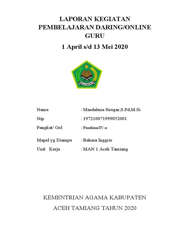 Laporan PBM Online Masdalena Siregar | PDF