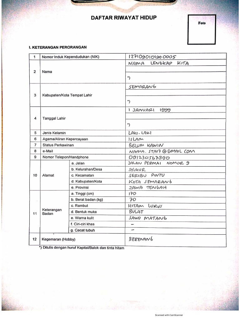 Contoh DRH 2020 | PDF