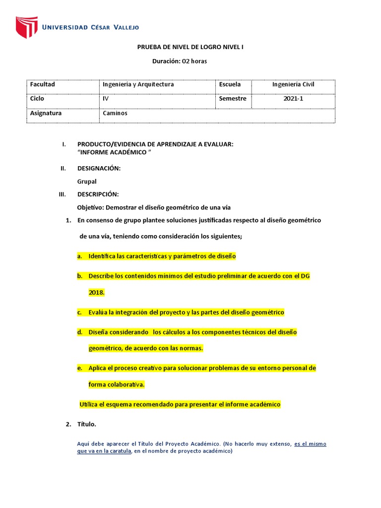 Prueba de Nivel de Logro Nivel I | PDF | Diseño | Evaluación
