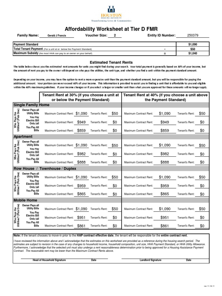 Affordability Worksheet Guide | PDF | Renting | Leasehold Estate