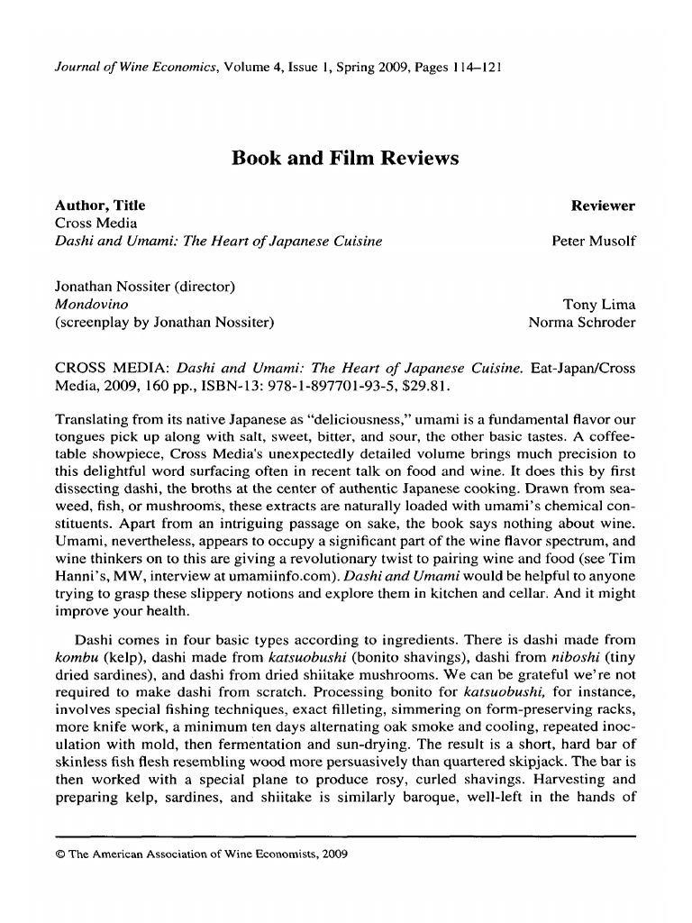 Book and Film Reviews: Author, Title Reviewer | PDF | Umami | Taste