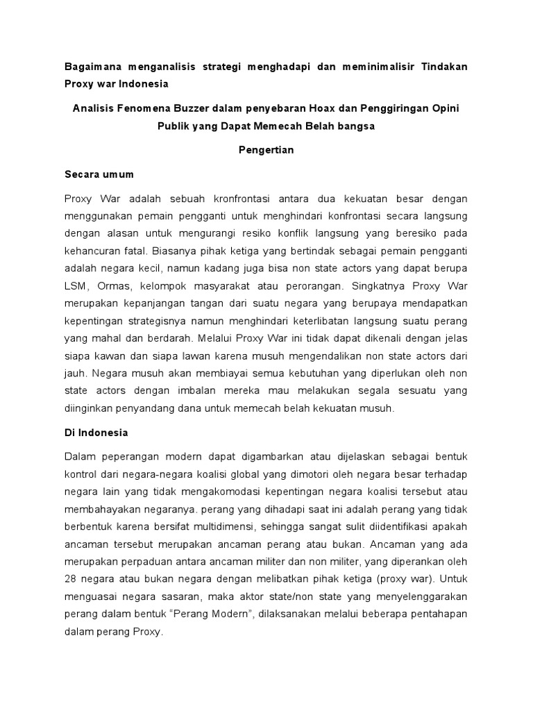 Analisis Strategi Menghadapi dan Mengurangi Dampak Perang Proxy di ...