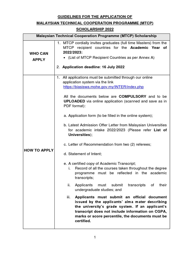 Guidelines MTCP | PDF | Postgraduate Education | Academic Degree