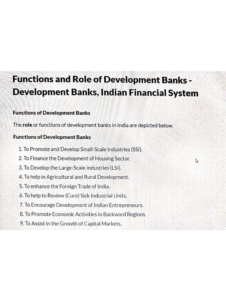 Roles-Functions of Development Banks | PDF