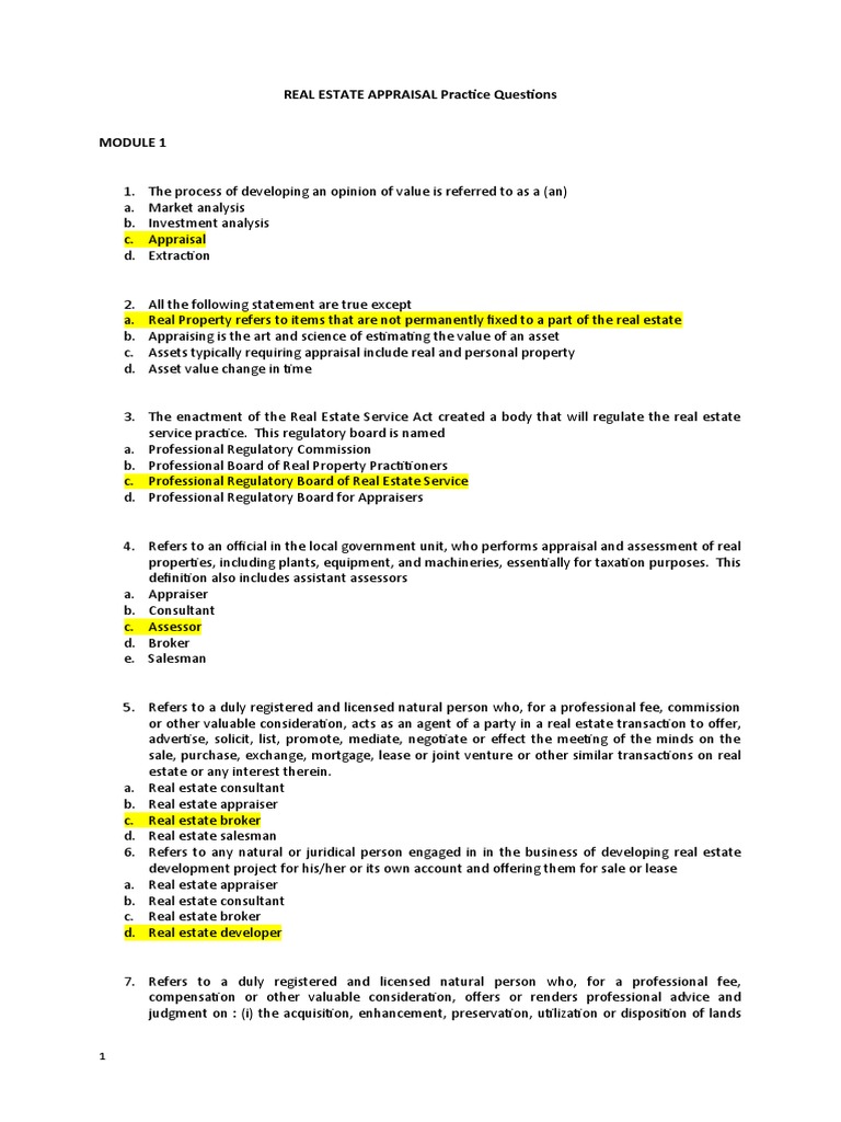 Rea Mock 101 | PDF | Real Estate Appraisal | Market Value