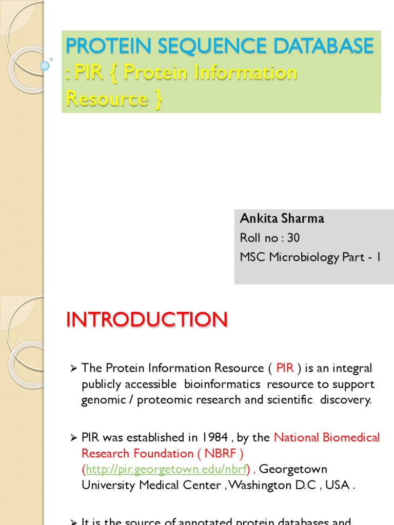 Protein Sequence Database Ankita Sharma | PDF | Bioinformatics | Molecular Biology