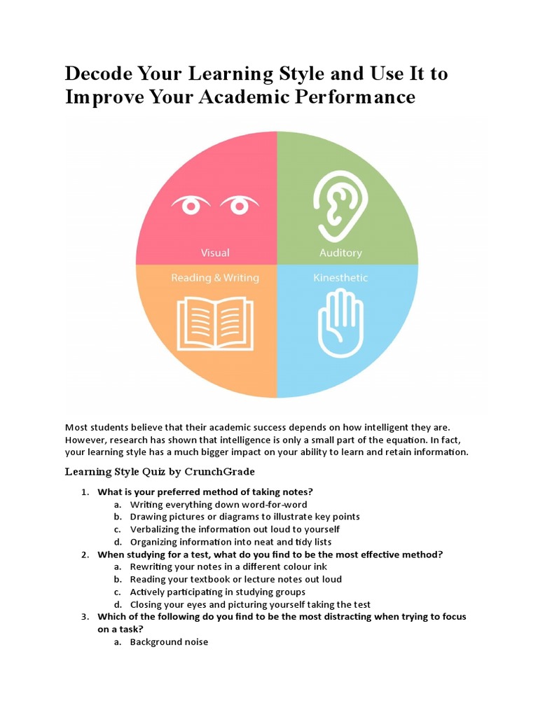 Decode Your Learning Style and Use It To Improve Your Academic ...