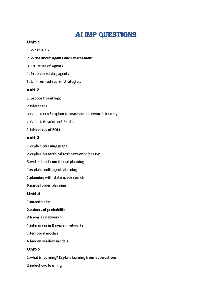 Ai Imp Questions | PDF