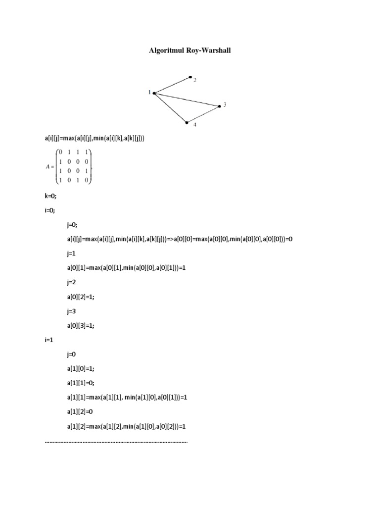 Algoritmul Roy-Warshall | PDF