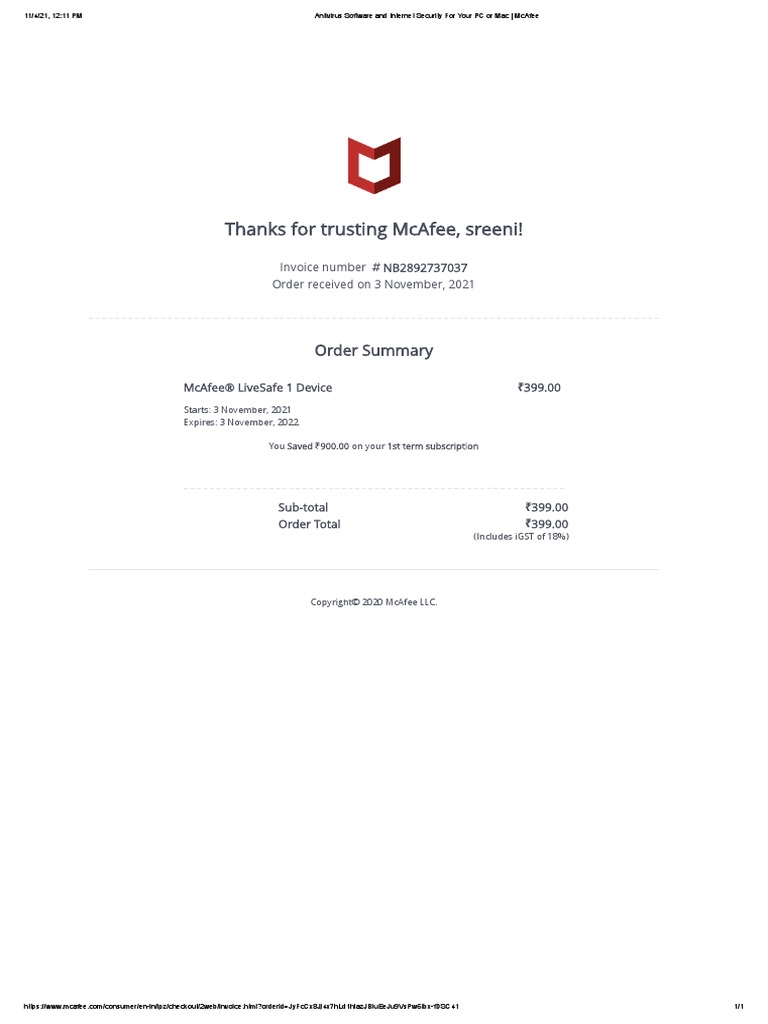 Antivirus Software and Internet Security For Your PC or Mac - McAfee | PDF