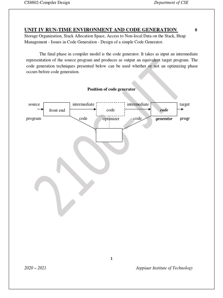 UNIT-5 Compiler Design | PDF | Subroutine | Code