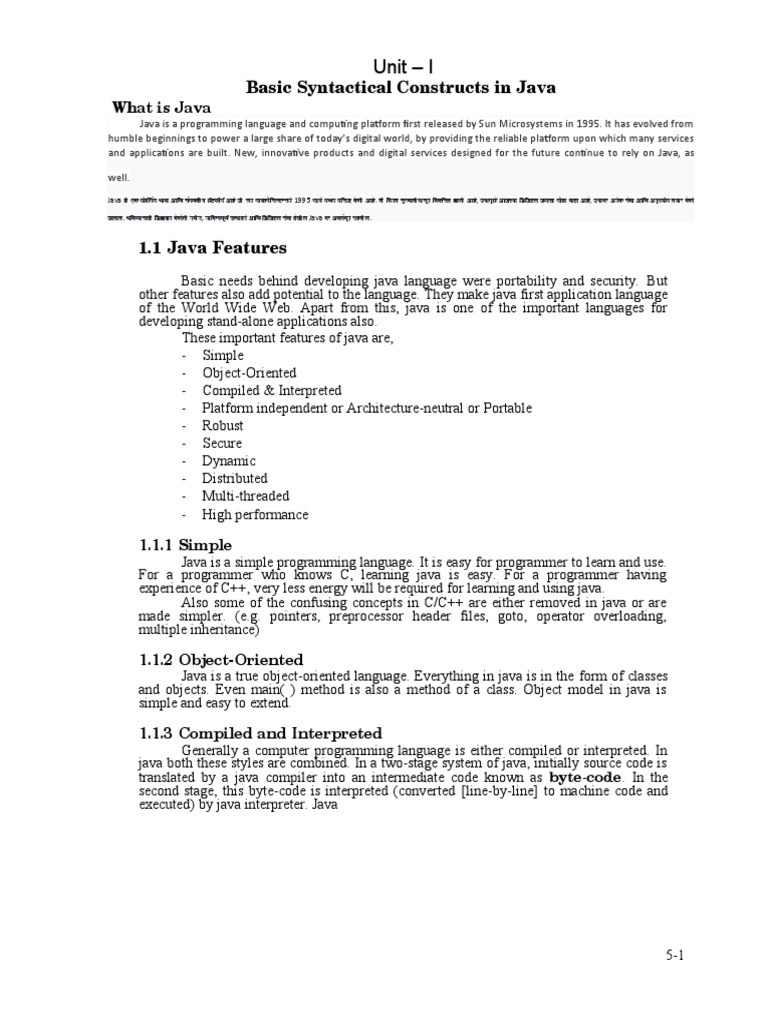Unit I Basic Syntactical Constructs In Java Pdf Data Type Array Data Type