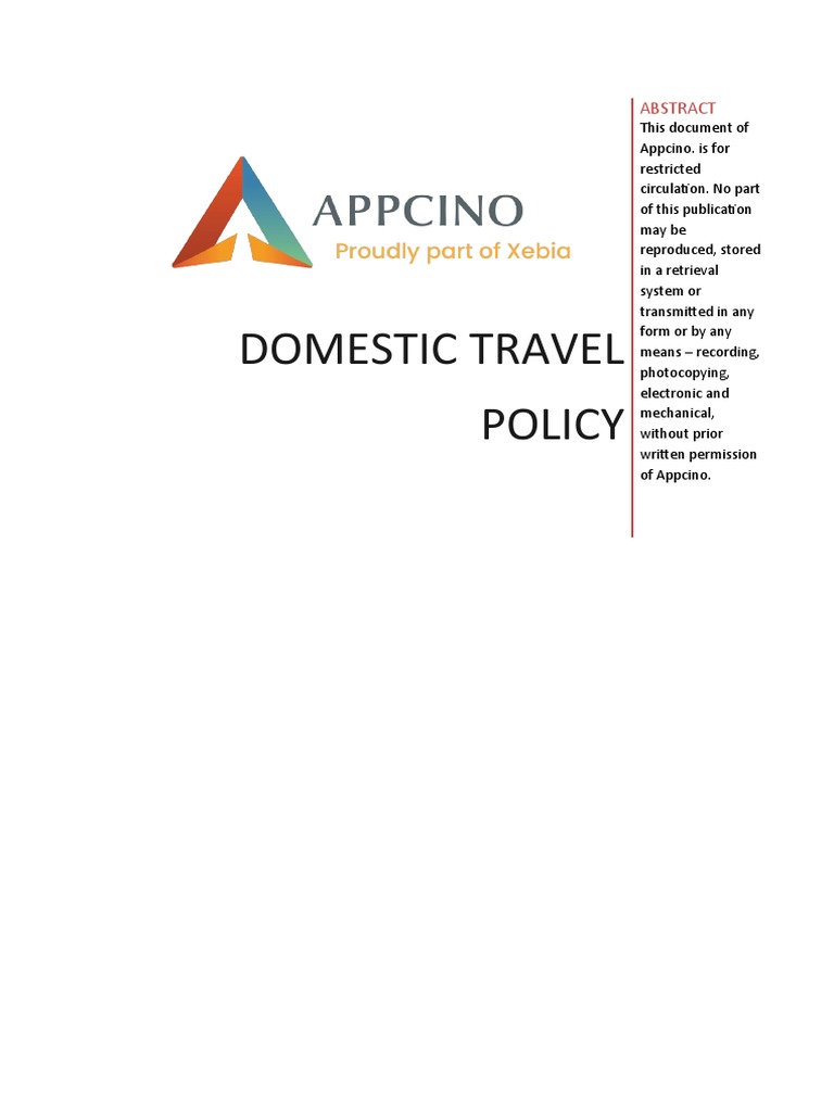 Domestic Travel Policy | PDF | Per Diem | Income Tax