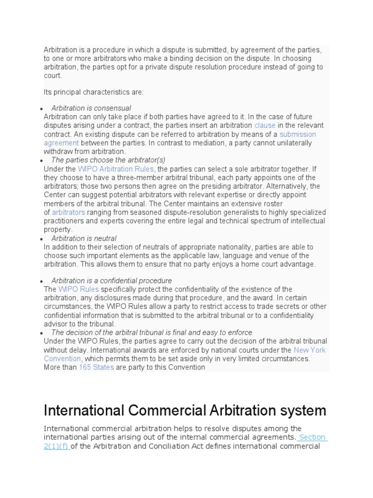 International Commercial Arbitration System | PDF | Arbitration ...