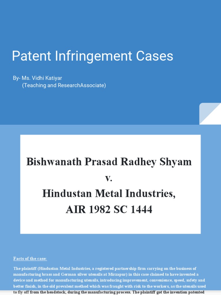 Patent Infringement Cases | PDF | Patent | Lawsuit